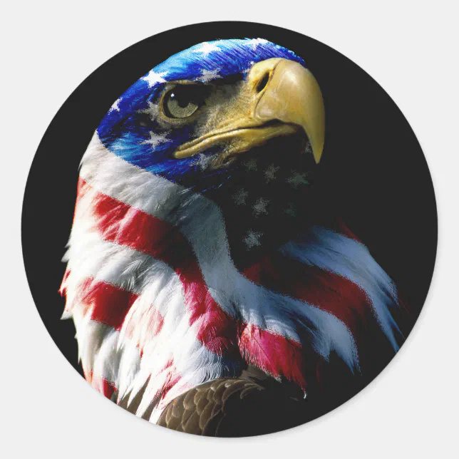 Patriotic American Eagle Classic Round Sticker | Zazzle