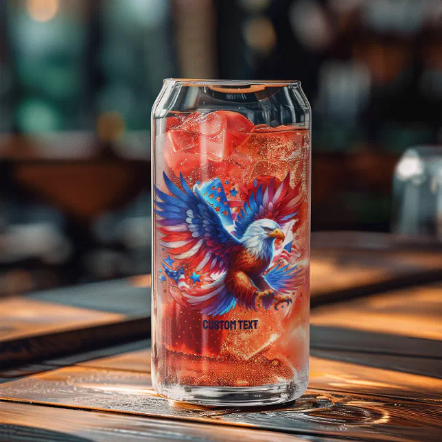 Patriotic American Eagle Red White Blue Can Glass | Zazzle