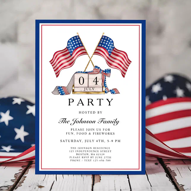 Patriotic American Flag 4th Of July Party Invitation | Zazzle