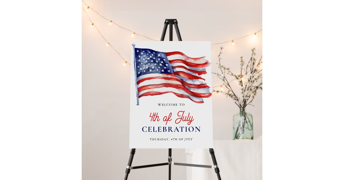 Patriotic American Flag 4th of July Welcome Sign | Zazzle