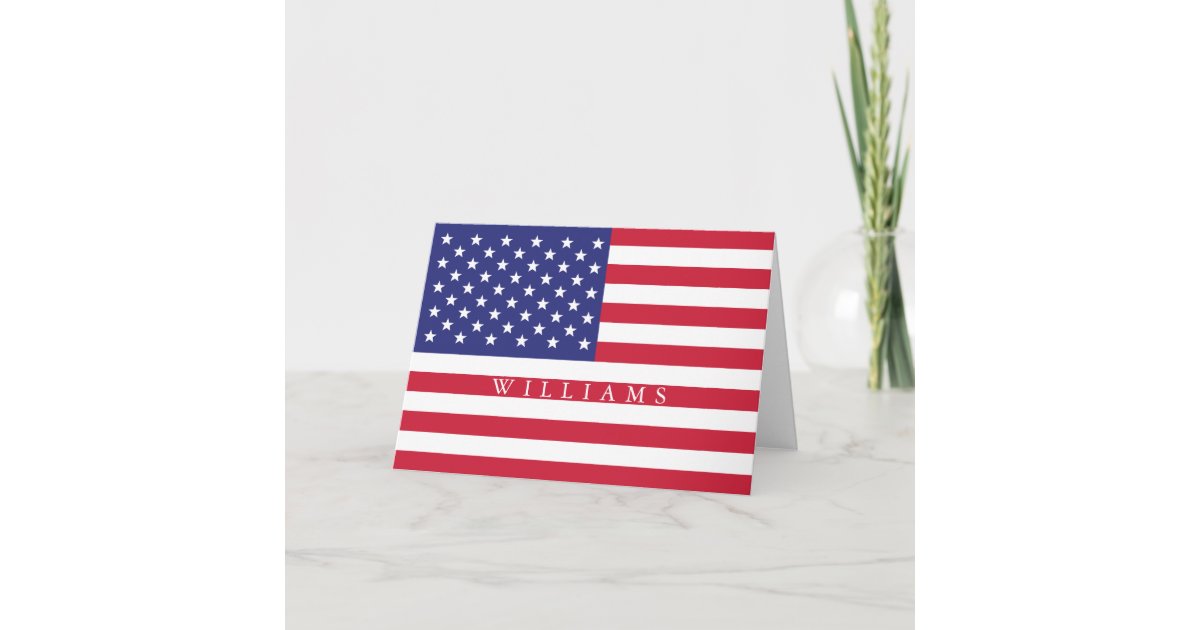 Patriotic American Flag Add Name Card | Zazzle