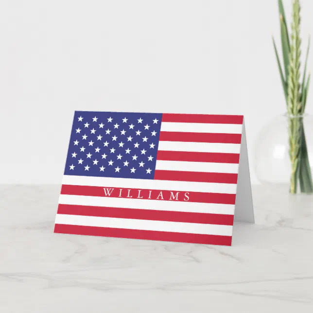 Patriotic American Flag Add Name Card | Zazzle