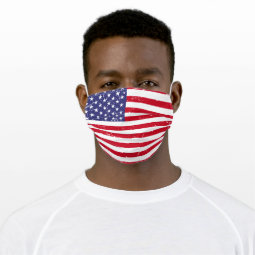Patriotic American Flag Adult Cloth Face Mask | Zazzle