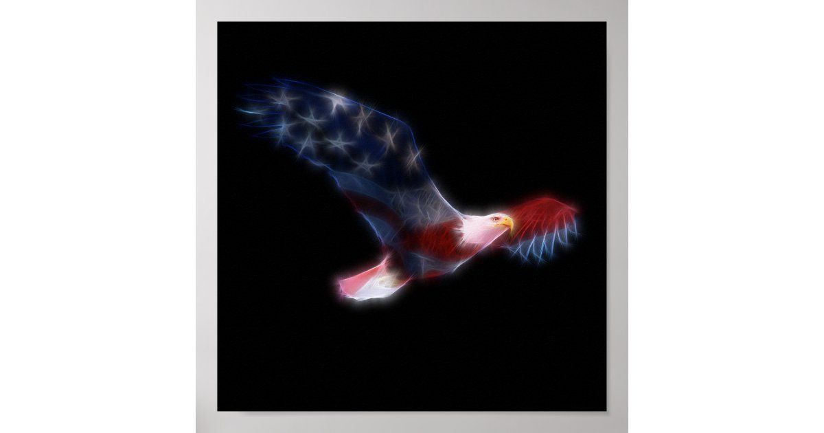 Patriotic American Flag Bald Eagle Poster | Zazzle