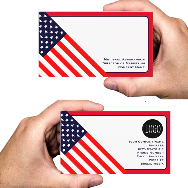 Patriotic American Flag Business Card | Zazzle