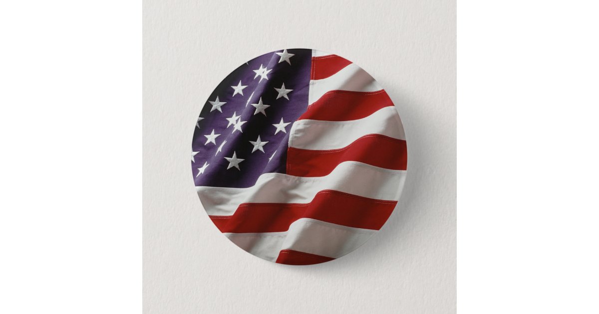 Patriotic American Flag Button | Zazzle