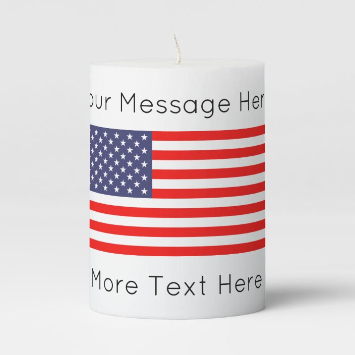 Patriotic American flag candles with custom text | Zazzle.com