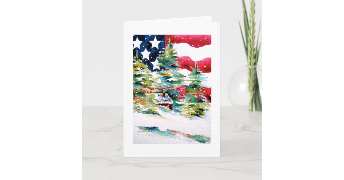 Patriotic American Flag Christmas Card | Zazzle