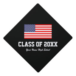 Patriotic American flag class of graduation party Graduation Cap Topper ...