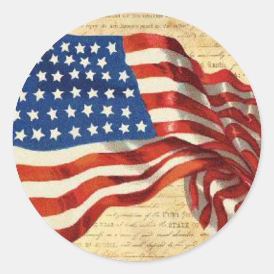 Patriotic American Flag Classic Round Sticker | Zazzle.com