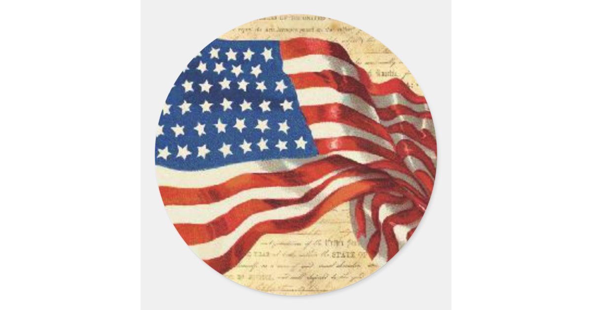 Patriotic American Flag Classic Round Sticker | Zazzle