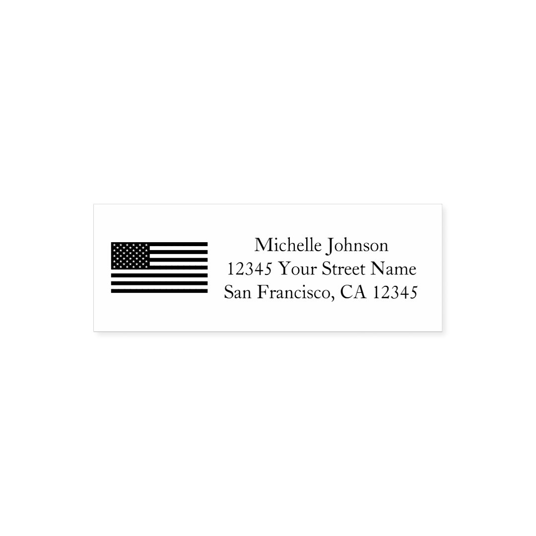 Patriotic American flag custom return address Self-inking Stamp | Zazzle