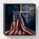 Patriotic American flag draped cross Wooden Box Sign | Zazzle
