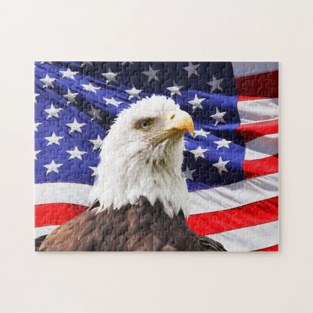 PATRIOTIC AMERICAN FLAG EAGLE JIGSAW PUZZLE | Zazzle