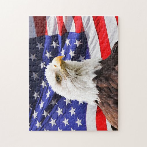PATRIOTIC AMERICAN FLAG EAGLE JIGSAW PUZZLE | Zazzle