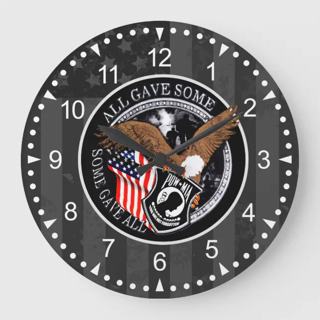 Patriotic American Flag Eagle Military Design Large Clock | Zazzle