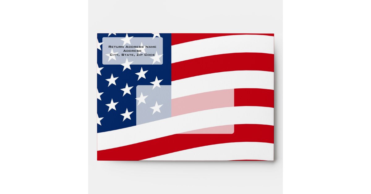 Patriotic American Flag Envelopes, Personalized Envelope | Zazzle