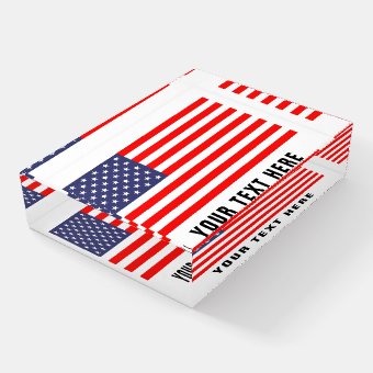Patriotic American flag glass paperweight gift | Zazzle