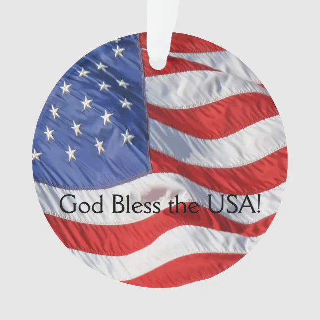 Patriotic American Flag God Bless the USA Ornament | Zazzle