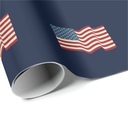Patriotic American Flag Holiday Wrapping Paper | Zazzle