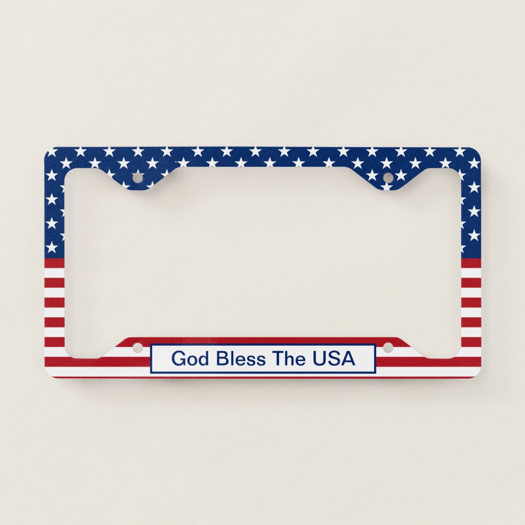 Patriotic American Flag License Plate Frame | Zazzle