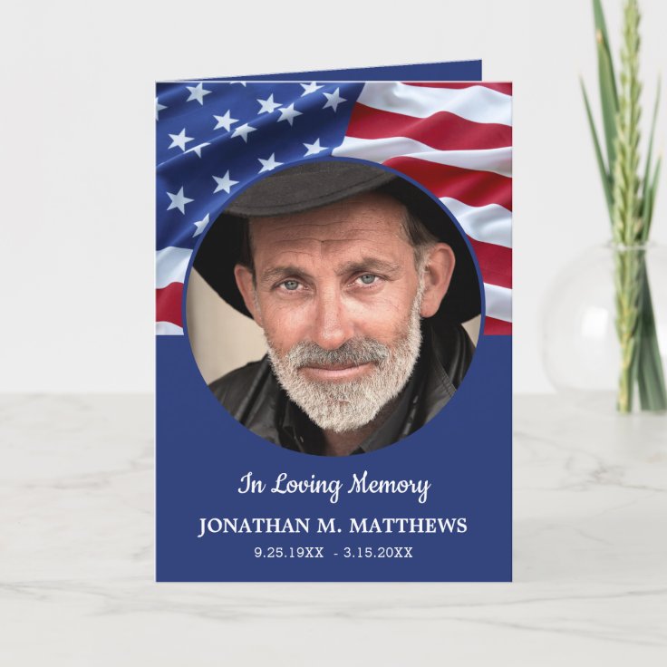 Patriotic American Flag Memorial Veteran Funeral Program | Zazzle