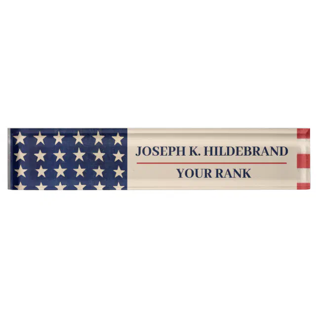 Patriotic American Flag Military Desk Name Plate | Zazzle