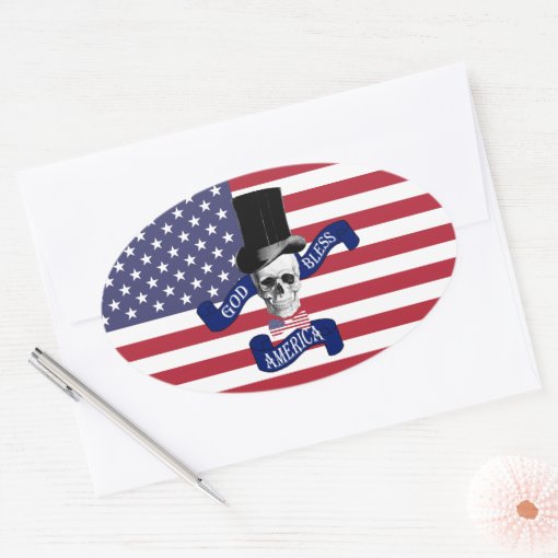 Patriotic American flag Oval Sticker | Zazzle