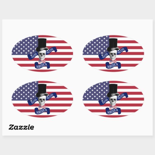 Patriotic American flag Oval Sticker | Zazzle