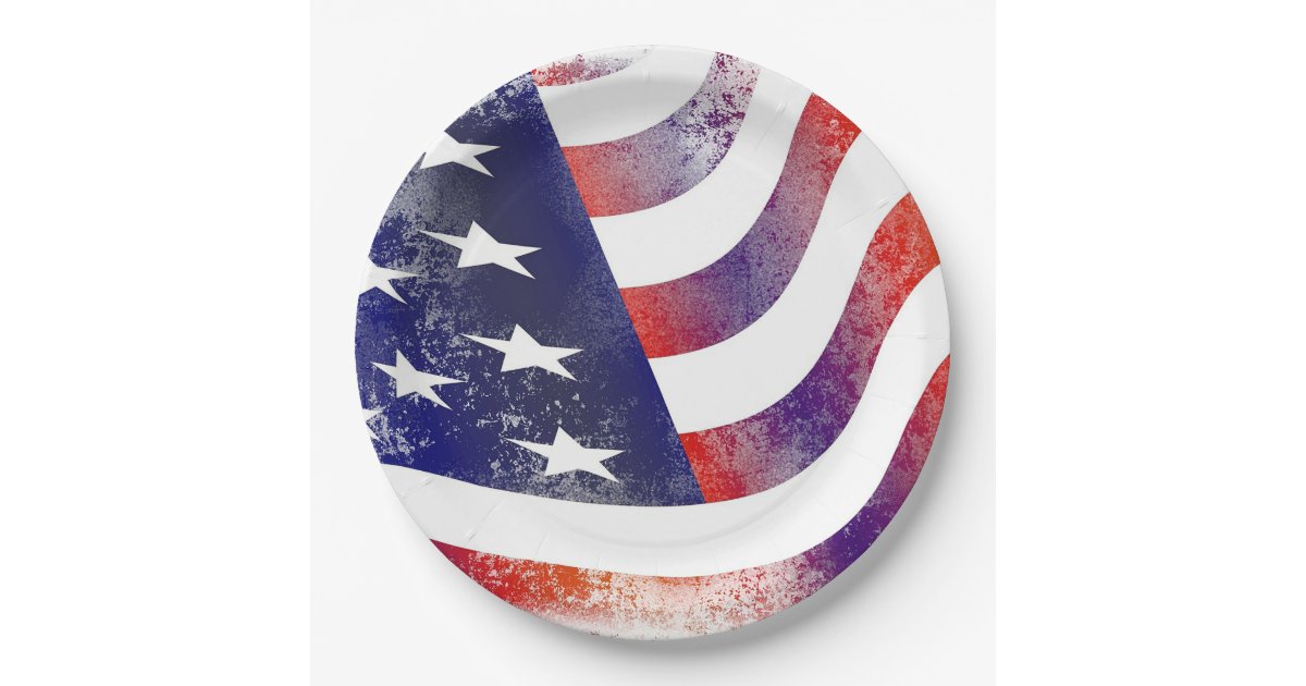 Patriotic American Flag Paper Plate | Zazzle