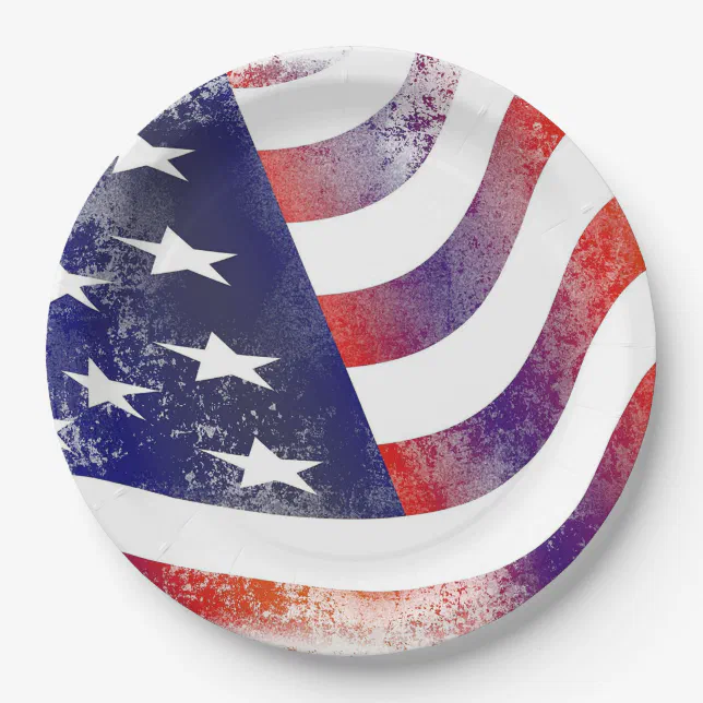 Patriotic American Flag Paper Plate | Zazzle
