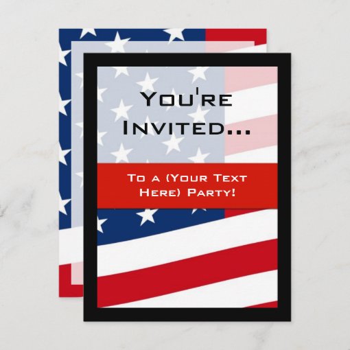 Patriotic American Flag Party Invitations, General Invitation | Zazzle