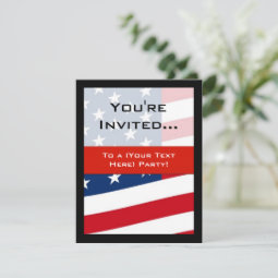 Patriotic American Flag Party Invitations, General Invitation | Zazzle