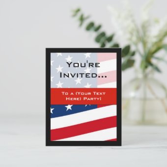 Patriotic American Flag Party Invitations, General Invitation | Zazzle