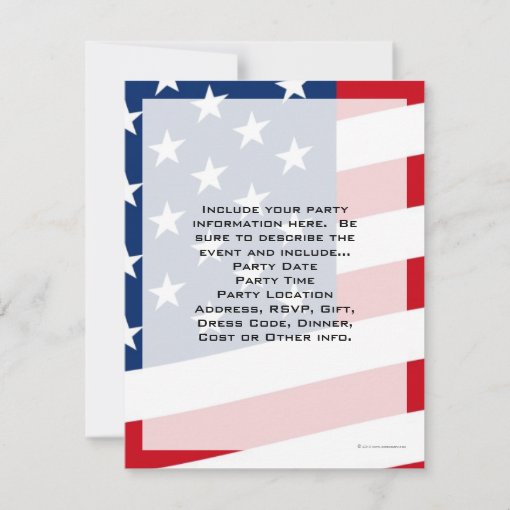 Patriotic American Flag Party Invitations, General Invitation | Zazzle