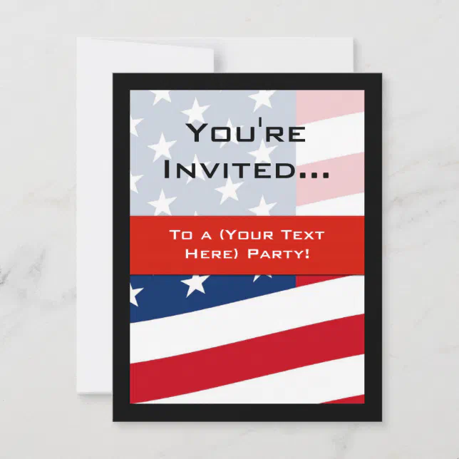 Patriotic American Flag Party Invitations, General Invitation | Zazzle