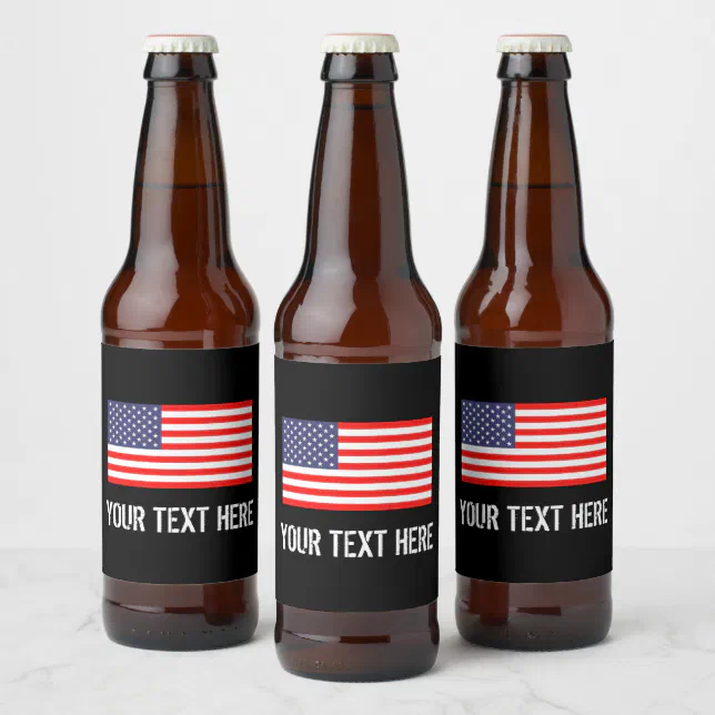 Patriotic American flag personalized Beer Bottle Label | Zazzle