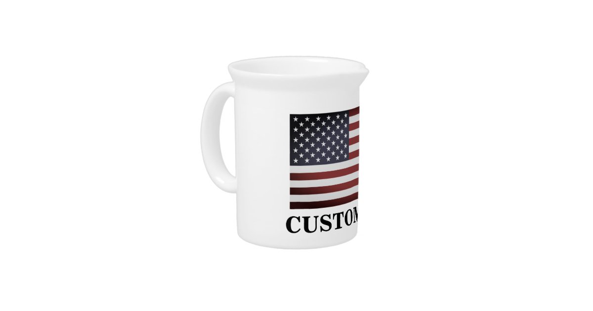 Patriotic American flag personalized ceramic Beverage Pitcher | Zazzle