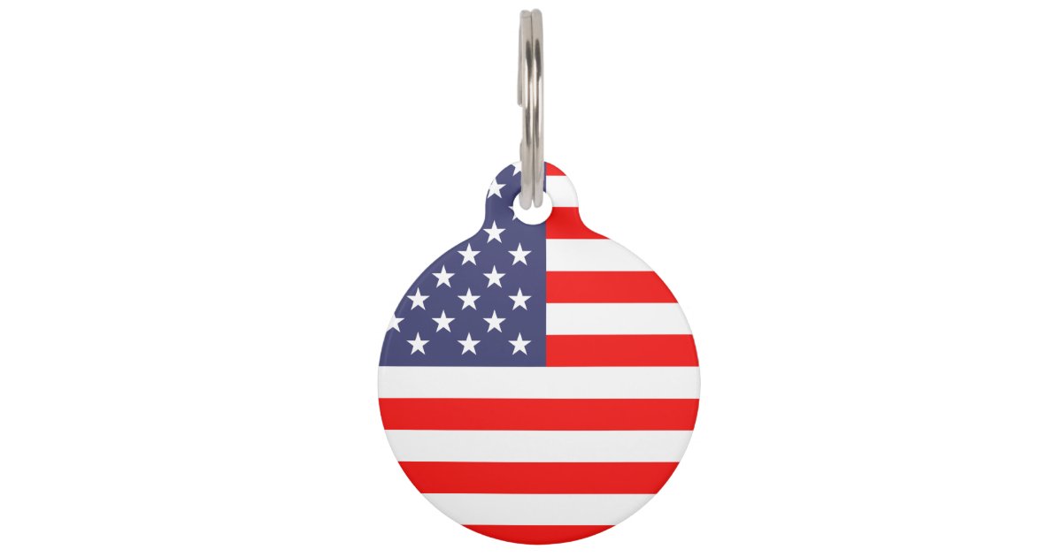 Patriotic American flag pet tag for dog or cat | Zazzle