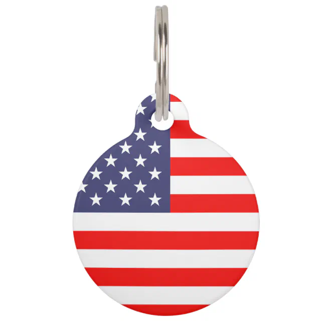 Patriotic American flag pet tag for dog or cat | Zazzle