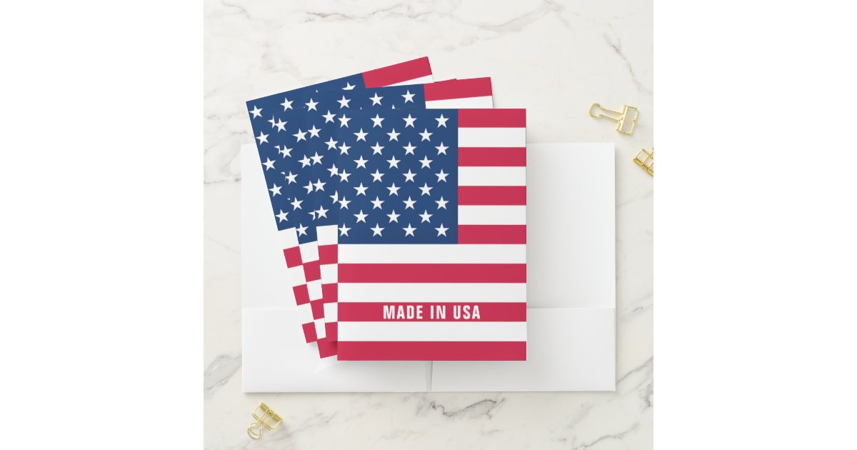 Patriotic American Flag Pocket Folder Made In USA | Zazzle