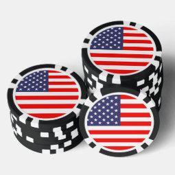Patriotic American flag poker chips for card game | Zazzle