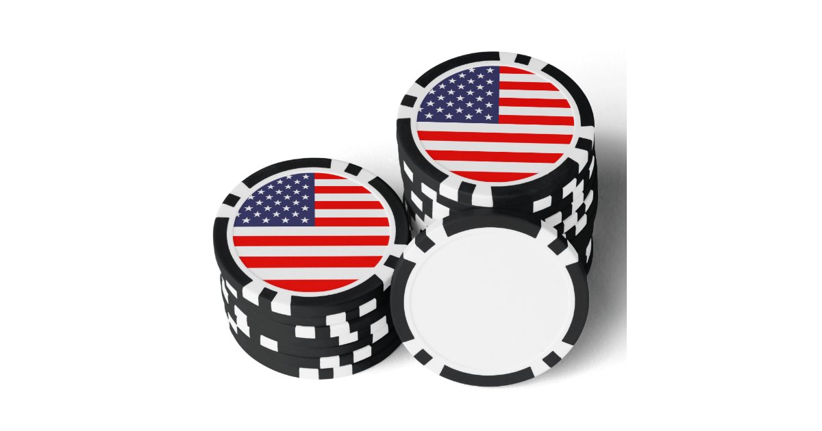 Patriotic American flag poker chips for card game | Zazzle