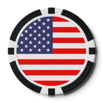 Patriotic American flag poker chips for card game | Zazzle