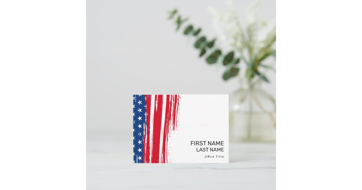 Patriotic American Flag Red Political Campaign Business Card | Zazzle