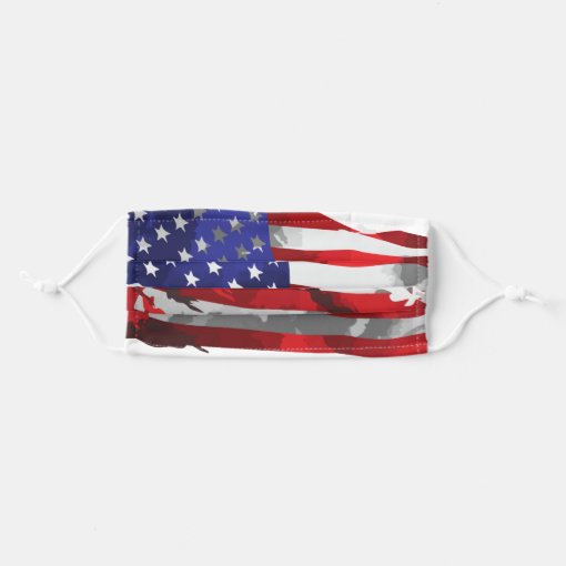 Patriotic American Flag Red White Blue USA Adult Cloth Face Mask | Zazzle