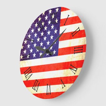 Patriotic American flag roman numerals wall clock | Zazzle
