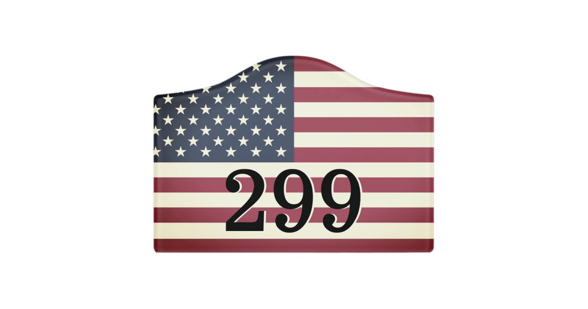 Patriotic American flag room number door sign | Zazzle
