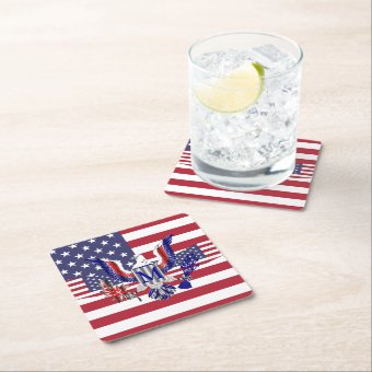 Patriotic American flag Square Paper Coaster | Zazzle