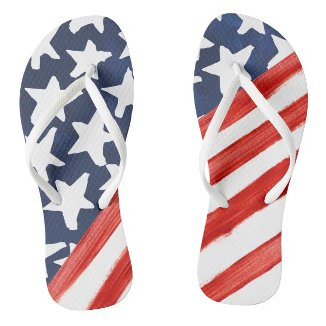 Patriotic American Flag Stars Stripes Flip Flops | Zazzle